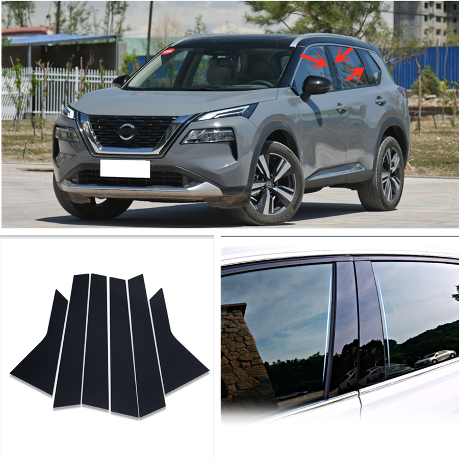 For Nissan Rogue 2021-2023 Black Window Pillar Posts Set Door Trim ...