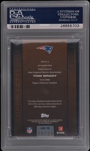 2008 Topps Letterman Tom Brady Patch Jersey Number /25 PSA 9 | eBay