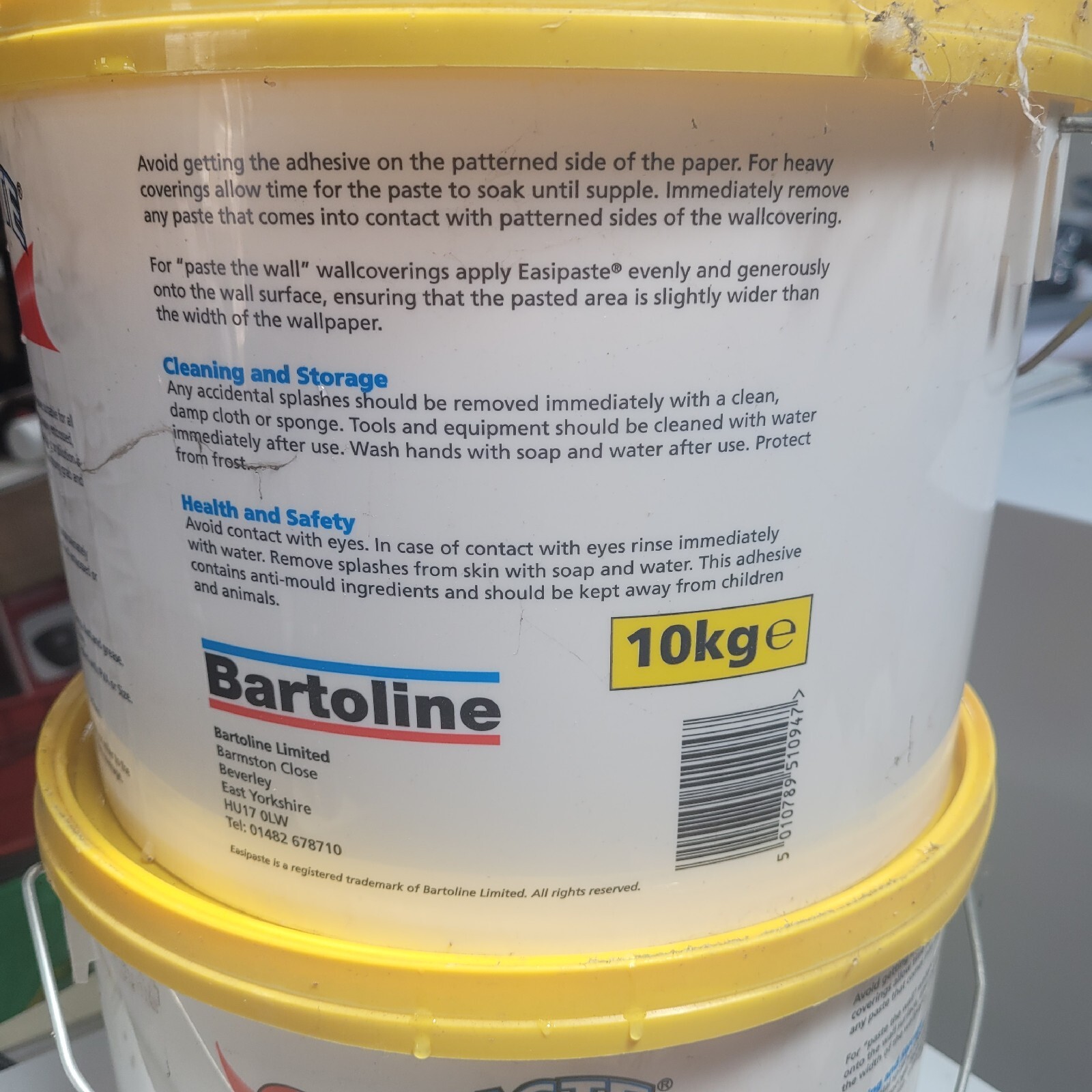Bartoline Easi Paste Ready Mixed Wallcovering Adhesive 10kg Bucket for ...