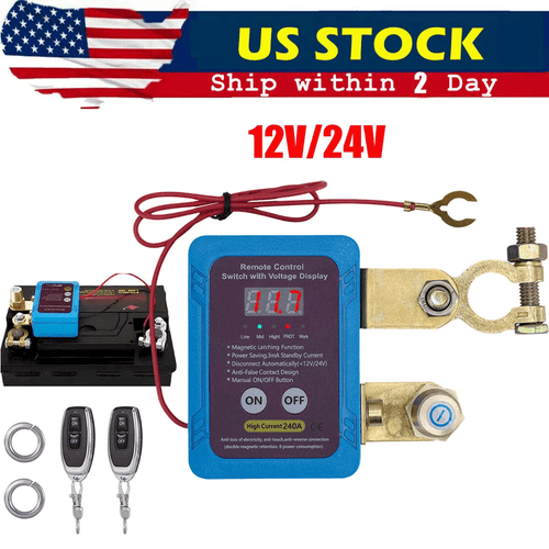 Kill Switch Car Remote Battery Disconnect Switch 12V/24V 240A Automatic ...