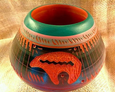 Navajo Pottery Vase ANDERSON SMITH etch Native American nu. 1288657 | eBay