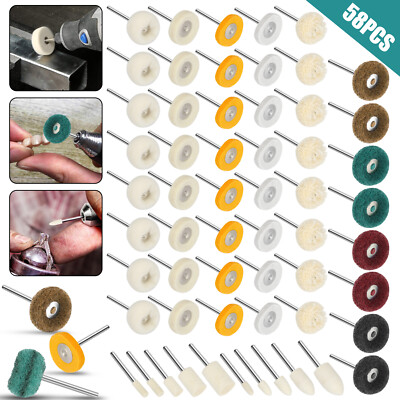 58Pcs Abrasive Polishing Wheel Buffing Pads Grinding Kit for Dremel ...
