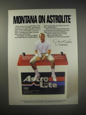1990 Astro Lite Car Batteries Ad - Joe Montana - Montana on Astrolite ...