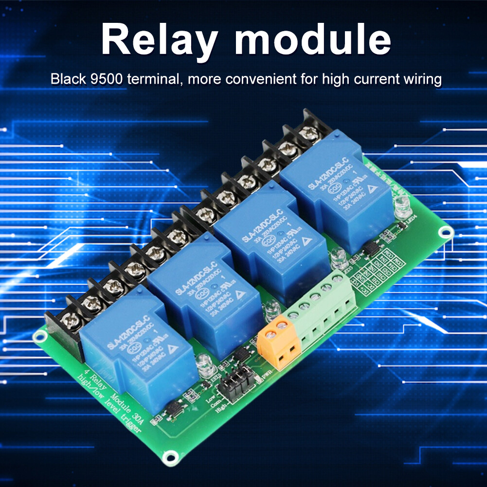 4 Channel Relay Module 30A 5V 12V 24V for PLC Automation Control (4 ...