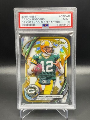 2015 Topps Finest Aaron Rodgers Die Cut QB GOLD REFRACTOR 27/75 #QBC-AR ...