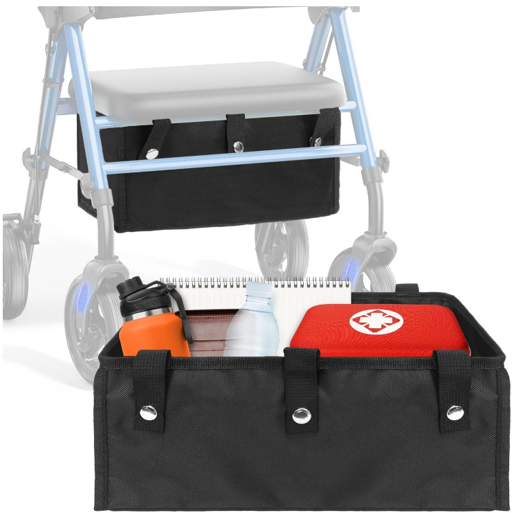 Walker Basket Under Seat Rollator Bag - Storage for 4 Wheel Walker ...