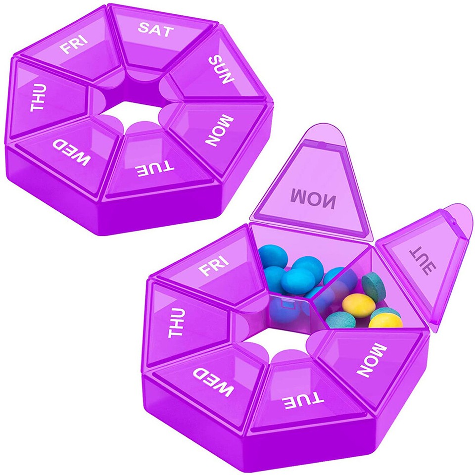 2PCS Weekly Pill Box Daily Organiser Medicine Tablet Storage Dispenser ...