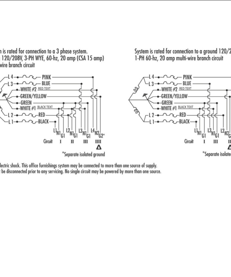 Herman Miller AO2 Base Power Feed Cable A1322.06E 8-wire 4-circuit ...