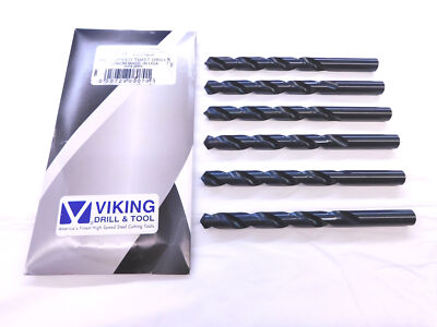 6PCS VIKING 27/64 O.D. BLACK OXIDE HSS JOBBER LENGTH TWIST DRILL BIT ...