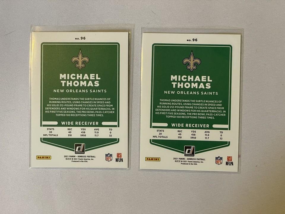 2021 Donruss GOLD PRESS PROOF SP MICHAEL THOMAS #96 NEW ORLEANS SAINTS ...