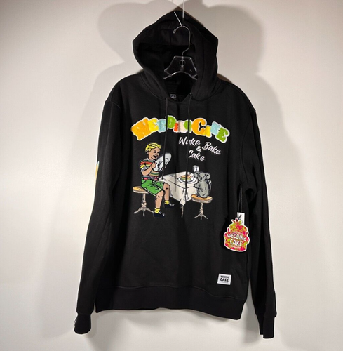 Wedding Cake Embroidered Patches "Wake & Bake" Hoodie Men Size L / New | eBay