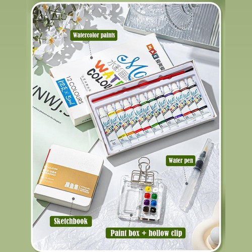 New! Mini Watercolor Acrylic Paint Box Set- 8 /15 Grid + Blank Book ...