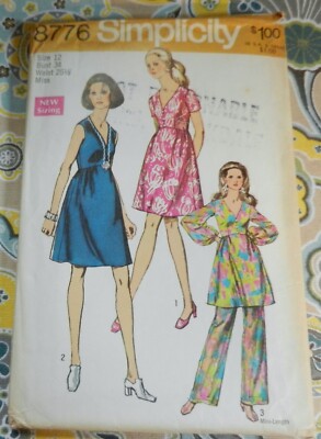 Vintage 1970 Simplicity Pattern 8776 Dress and Pants Size 12 | eBay
