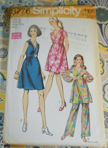 Vintage 1970 Simplicity Pattern 8776 Dress and Pants Size 12 | eBay