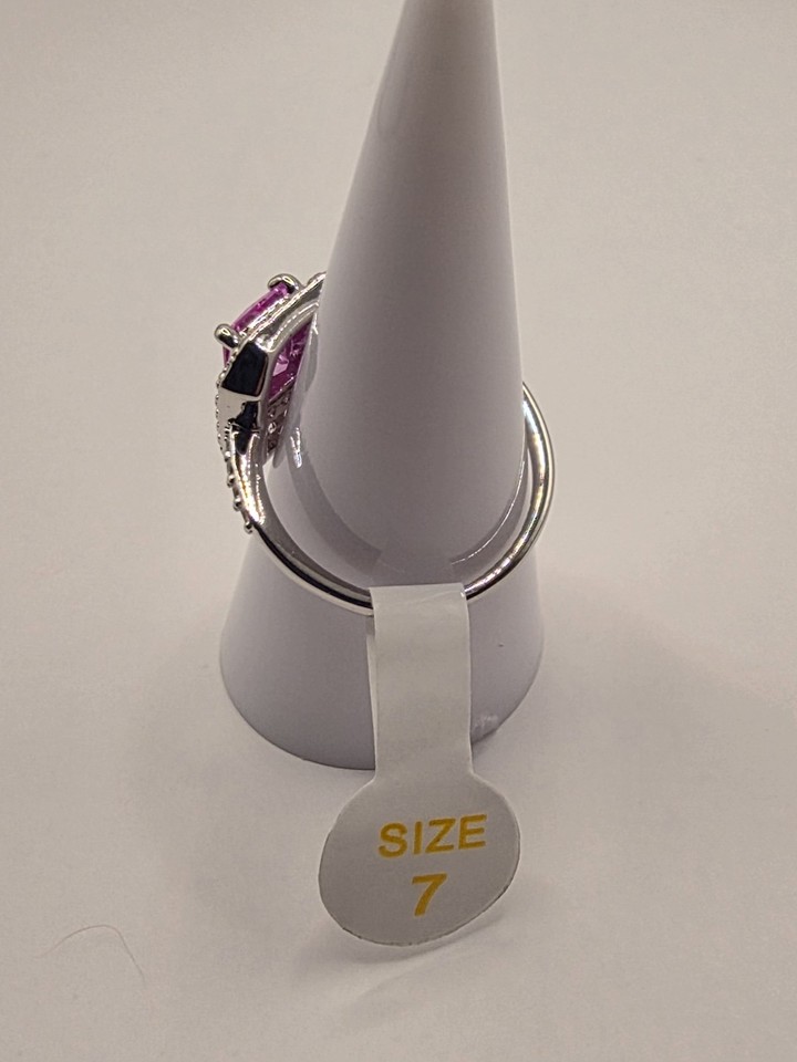 Bomb Party RING Lab Created Pink Corundum Rhodium PLATING SIZE 7 RB6861 ...