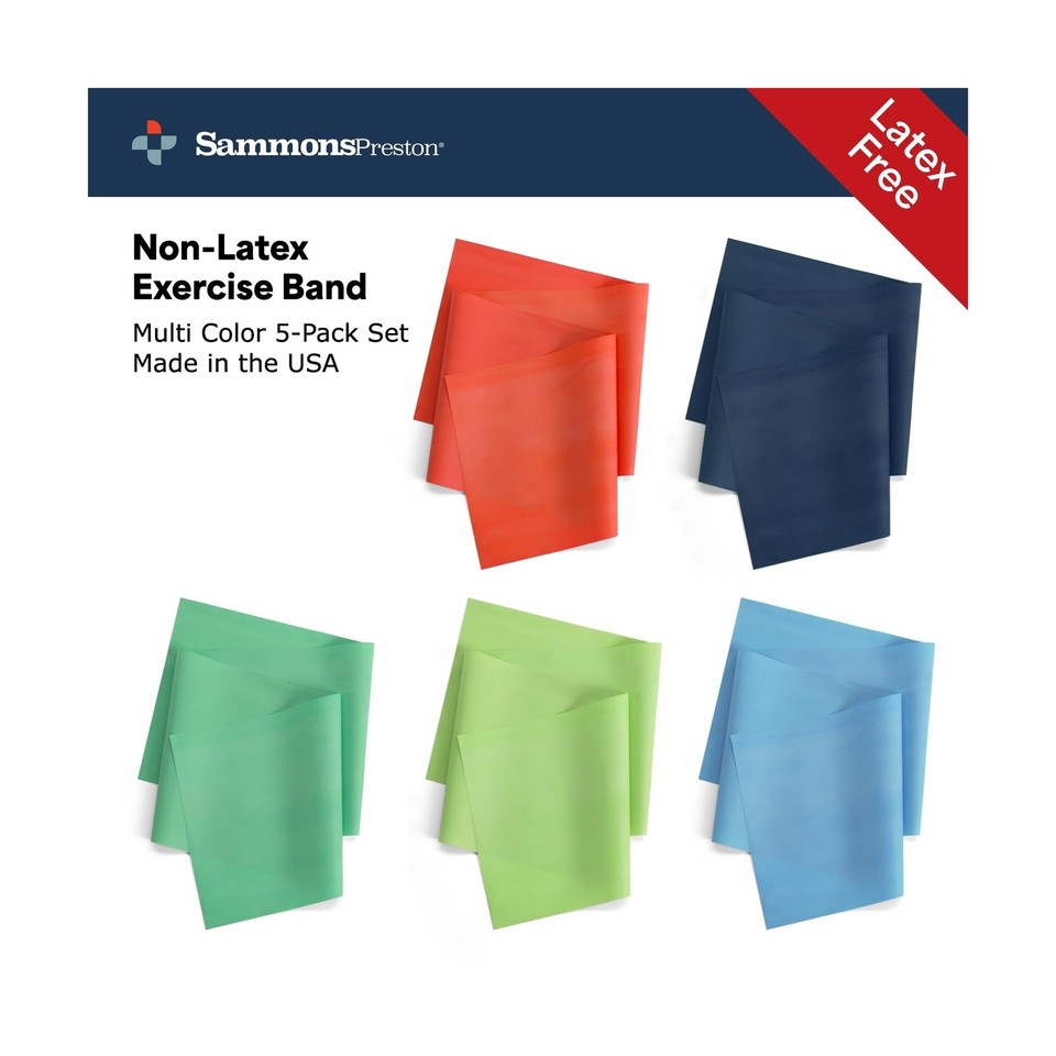 Sammons Preston 5pk Resistance Bands for Working Out, Non-Latex ...