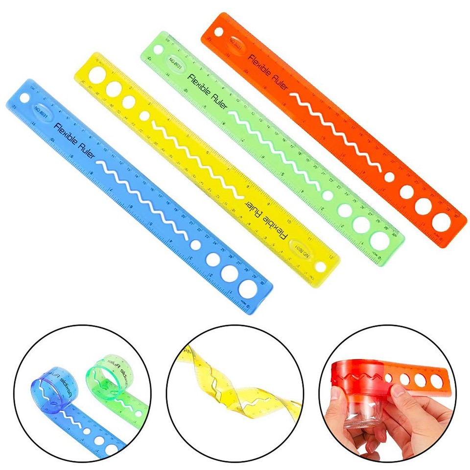 For Kids Student Soft Bendable Ruler Flexible Plastic Ruler Inch And ...