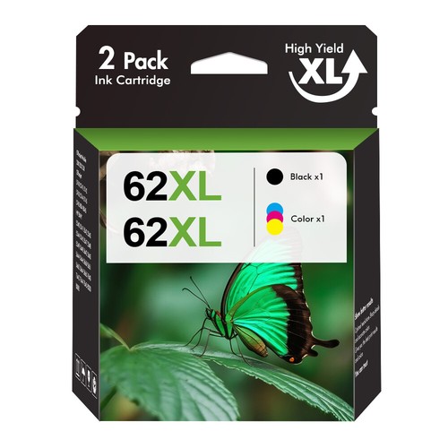 2PK For HP 62 XL Black And 62XL Color Ink Cartridges For Envy 7640 7645 ...