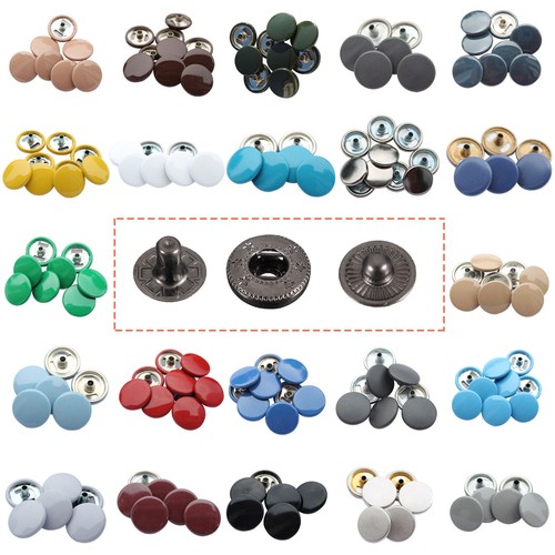S Spring Press Studs Snap Fasteners with Colourful Caps 15mm | eBay