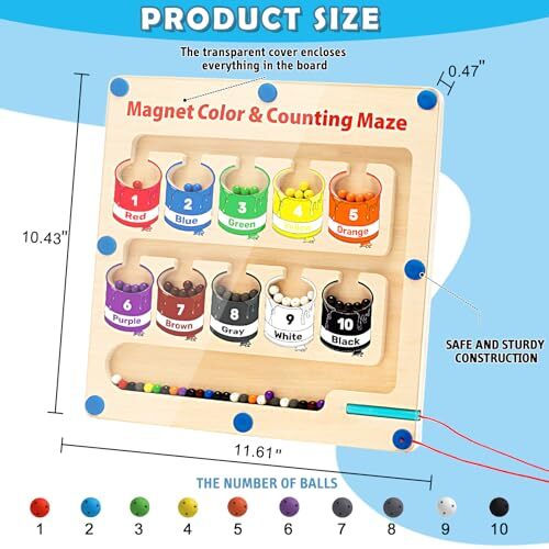 BainGesk Magnetic Color and Number Maze, Wooden Magnet Puzzles Board ...