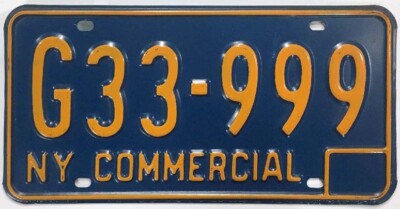 New York 1966-1973 Blue Commercial Truck License Plate G33-999 Really ...