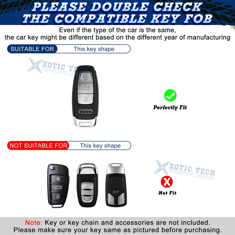 2X White TPU Full Cover Smart Key Fob Cover For Audi A3 S3 S6 RS6 S7 ...