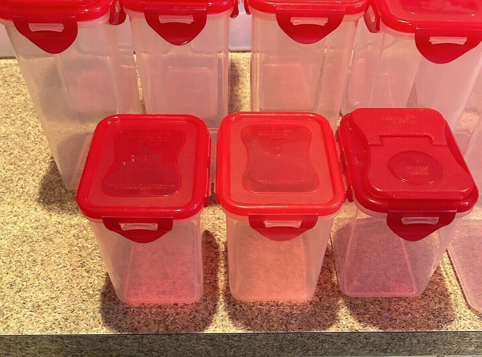 Lock N Lock Pantry Storage Containers Set of 33 containers with Red ...