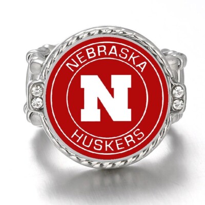 Nebraska Cornhuskers Women's Silver Crystal Accent Ring w Gift Pkg D12 ...