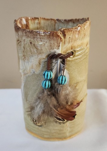 Vintage Ceramic Pottery Vase Earth Tones Marbled look Glaze MCM ...
