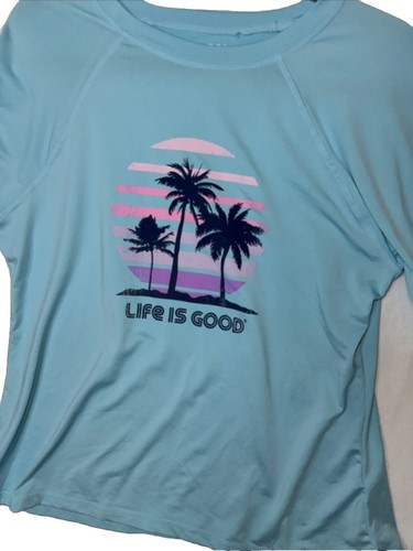 Life is Good Women’s Long Sleeve Sunshirt – Size L – Blue Palm UPF 50 ...