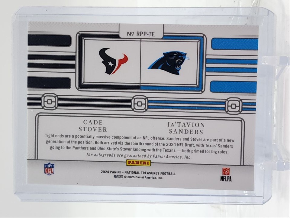 CADE STOVER SANDERS 2024 NATIONAL TREASURES PAIRINGS ROOKIE RC AUTO /25 ...