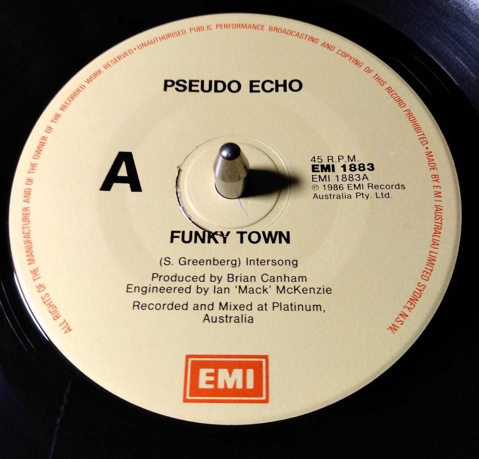 PSEUDO ECHO Funky Town Australian Vinyl 45rpm P/S EMI 1883 | eBay