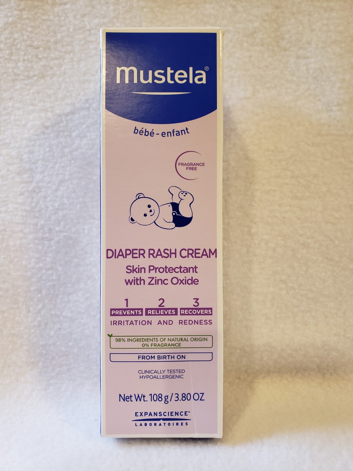 Mustela 123 Diaper Rash Cream 3.8 Oz 100ml Skin Protectant With Zinc ...