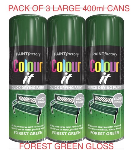 PACK OF 3 LARGE 400ml FOREST GREEN SPRAY PAINT | eBay