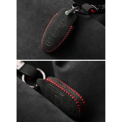 Suede Covered Car Key Fob Remote Protector Holder Cover Case For Tesla ...