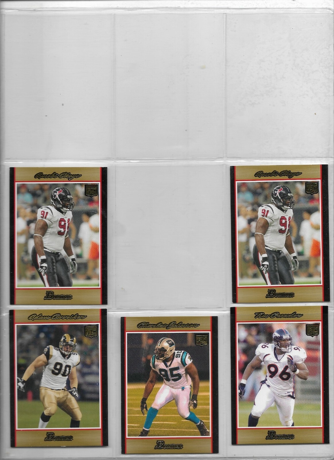 2007 BOWMAN FOOTBALL (95)-CARD (GOLD) INSERT LOT W/B.PATRICK, T.CROWDER ...