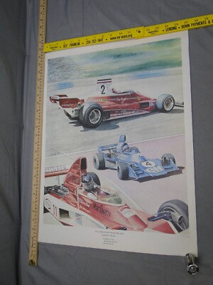 1976 US Grand Prix West Chuck Lantz Lithograph Racing Art Ferrari ...
