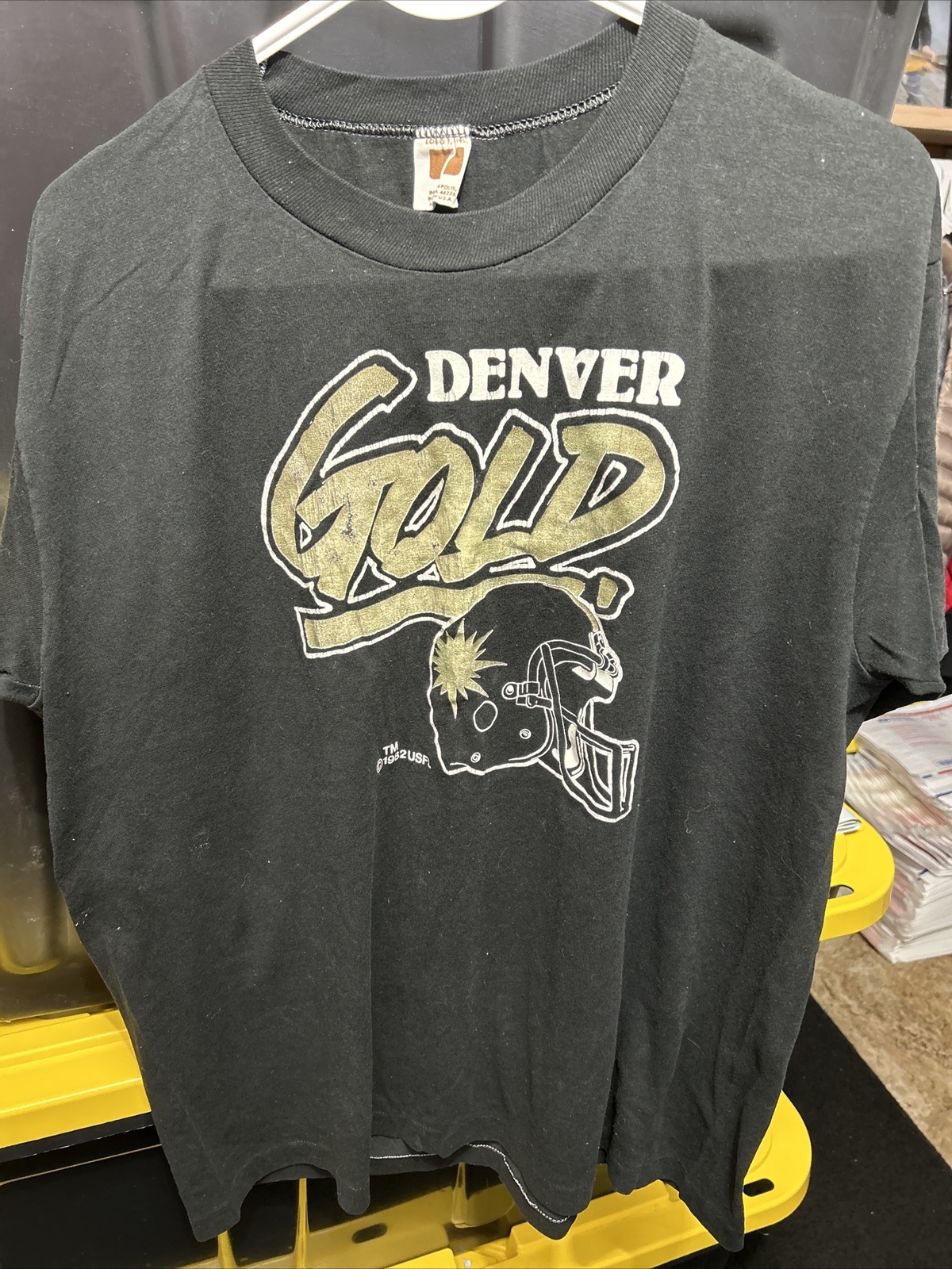 Vintage Logo 7 Tee 1984 USA Denver Gold USFL Rare Sin… - Gem