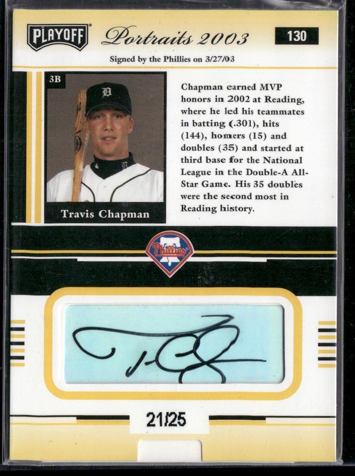 2003 Playoff Portraits Autographs #130 Travis Chapman Auto Card /25 | eBay