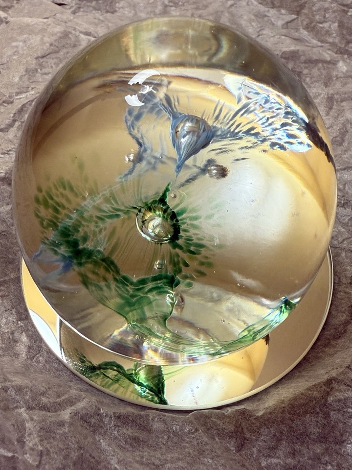 Jerpoint Glass Studio Ireland Vintage Paperweight Green And Blue Beauty ...