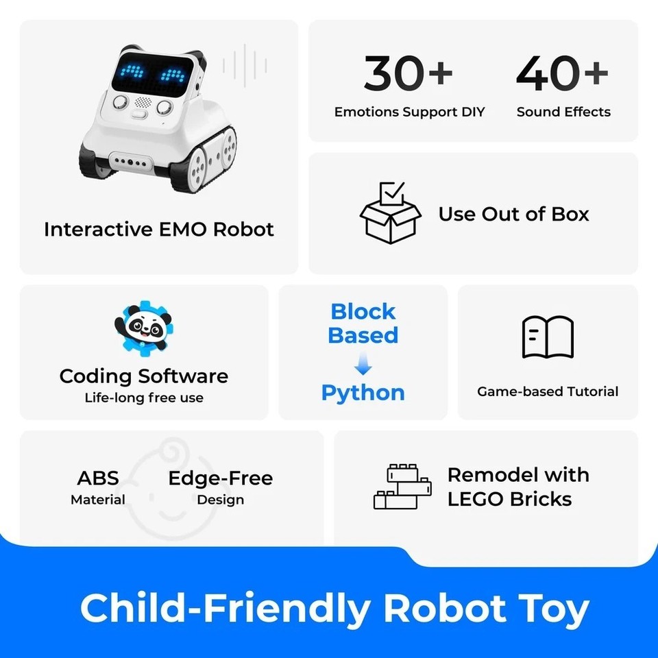 Codey Rocky Interactive Emo Robot, Coding for Kids 8-12, STEM Toys ...