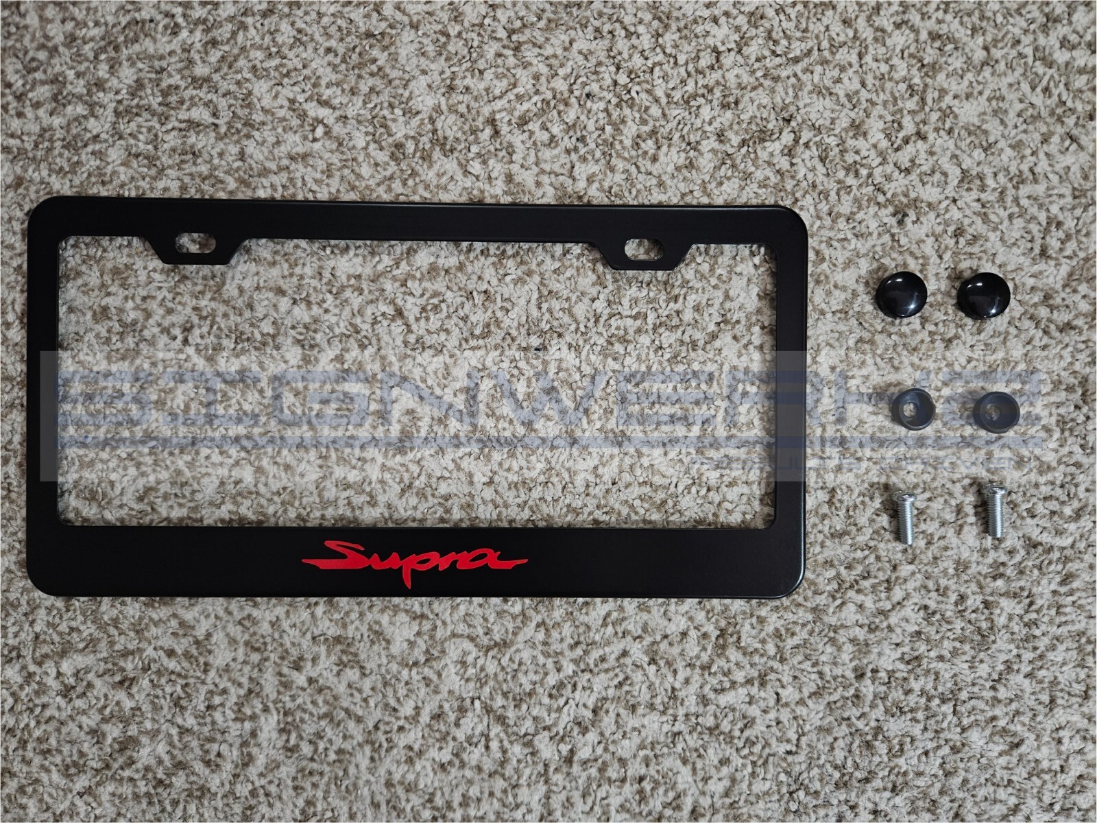 Supra A90 Red Black Stainless Steel US/Canada License Plate Frame | eBay