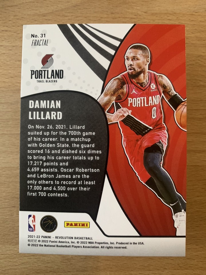 2021-22 Revolution Vortex Damian Lillard FRACTAL #31 - Portland ...