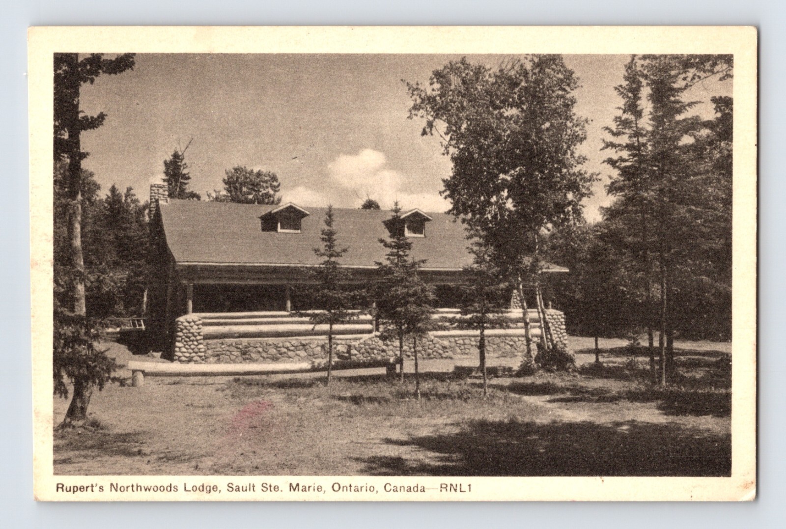 Postcard Ontario Sault Ste Marie Canada Rupert's Northwoods Lodge 1940s ...