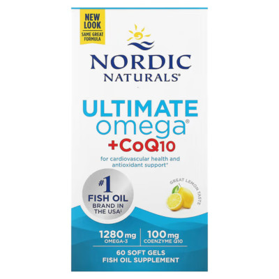 Nordic Naturals Ultimate Omega + CoQ10 60 Soft Gels Fish Oil Supplement ...