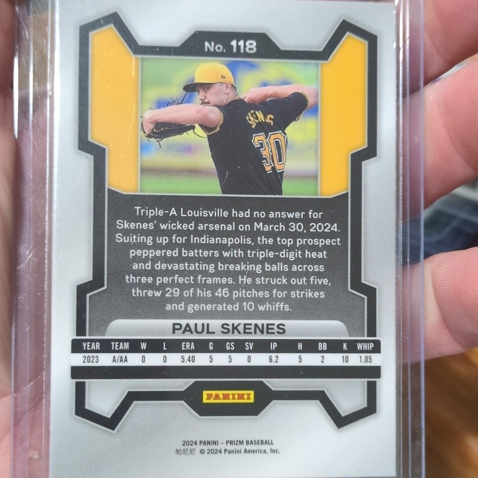 Panini 2024 Prizm Paul Skenes Pirates RC #118 Base Rookie Baseball Card ...