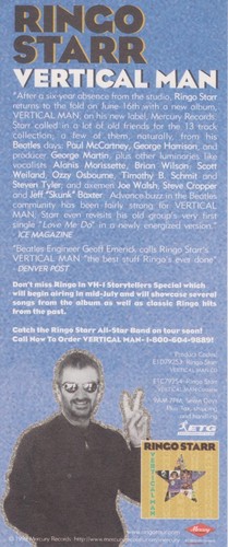 Ringo Starr VERTICAL MAN Promo Flyer Beatles Paul McCartney George ...