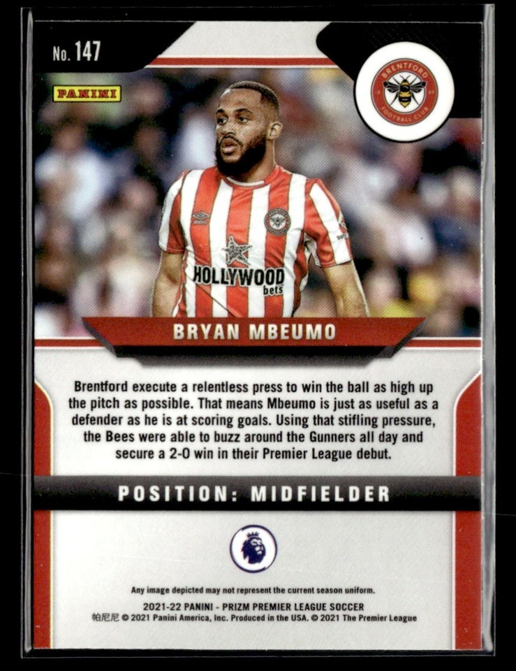 2021-22 Panini Prizm Premier League #147 Bryan Mbeumo Rookie Card ...