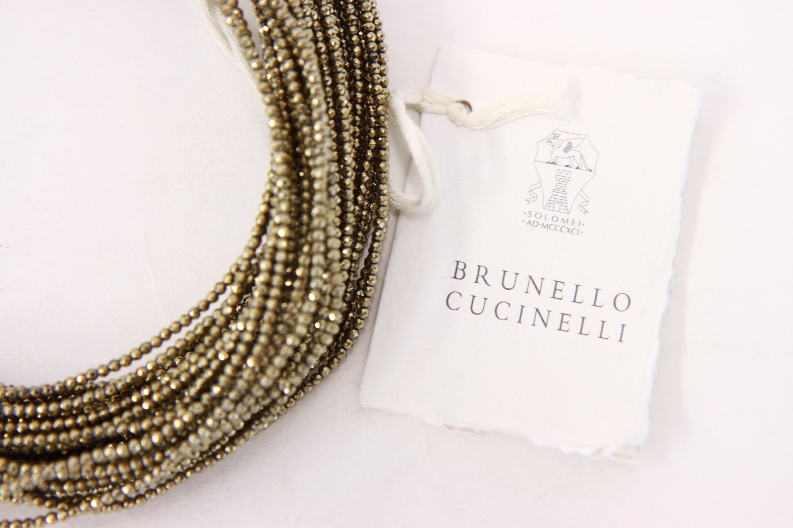 NWT$3395 Brunello Cucinelli Sparkly Diamond-Cut Beaded Leather Choker W ...