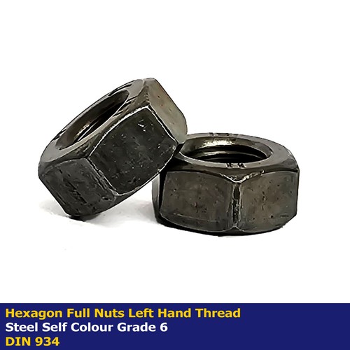 HEX FULL NUTS LEFT HAND THREAD GRADE 8 STEEL M4 M5 M6 M8 M10 M12 M14 ...